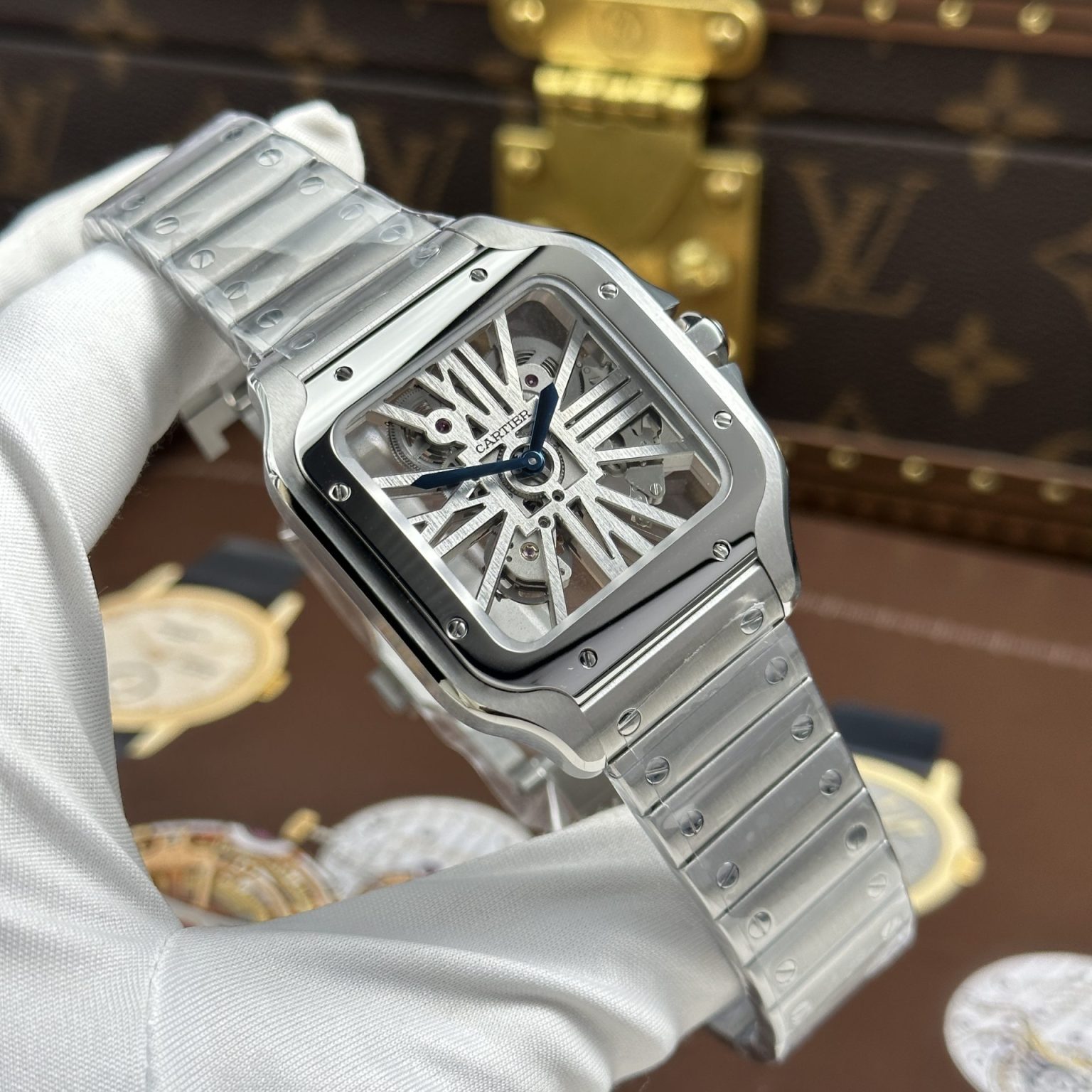 Cartier Santos Replica Watches Skeleton Dial Metal Wire 39.8mm - King ...